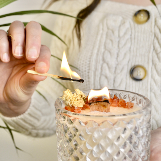 "Ignite My Fire" Carnelian Crystal Infused Candle – Sticks and Stones ...